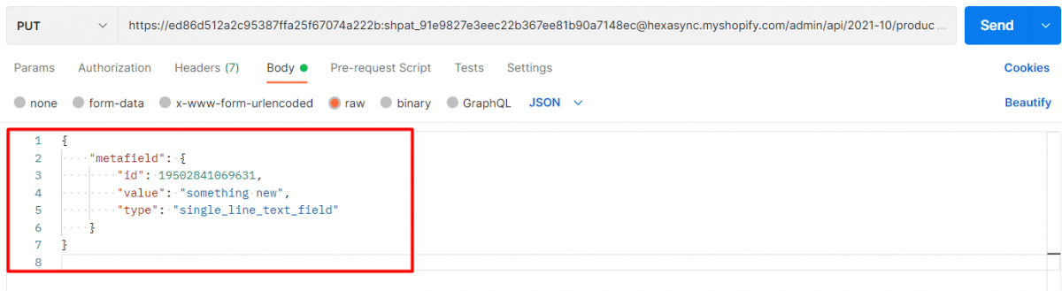 Shopify API 2024 - Update A Metafield For A Product - Beehexa