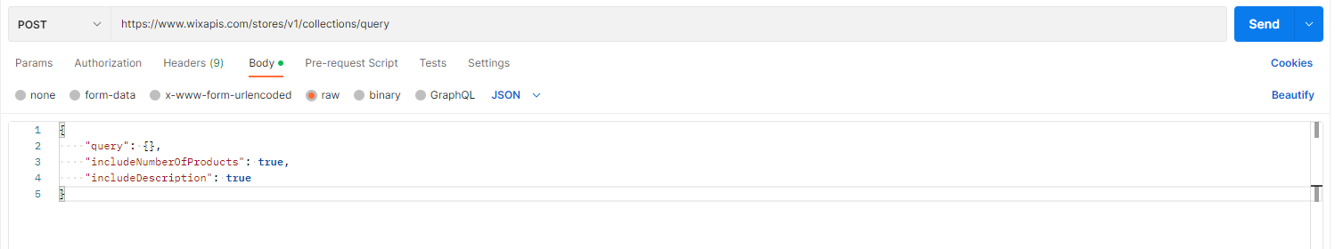 Wix API 2024 - How to query the product categories using Postman - Beehexa